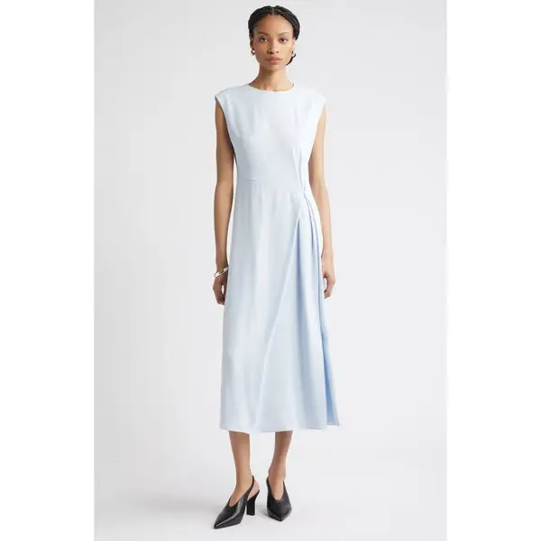 Nordstrom Front Pleat Midi Dress In Blue Dawn - 65% Off | Editorialist