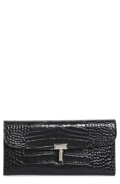 TOTEME T-lock Croc Embossed Leather Wallet - Black