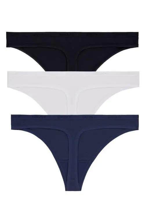 Dkny Cotton Blend Assorted 3-pack Thongs