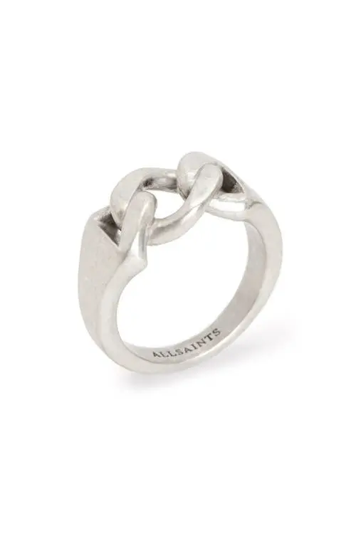 ALLSAINTS Curb Chain Sterling Silver Ring - Warm Silver