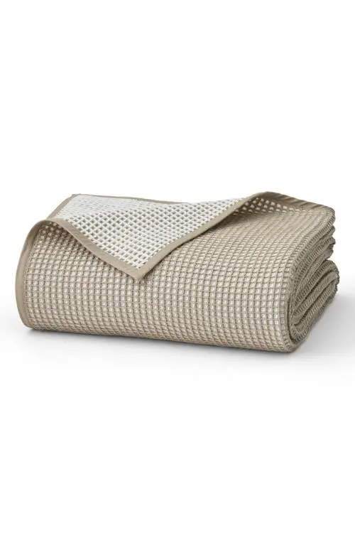 BOLL & BRANCH Waffle Knit Two-tone Bed Blanket - White/oak