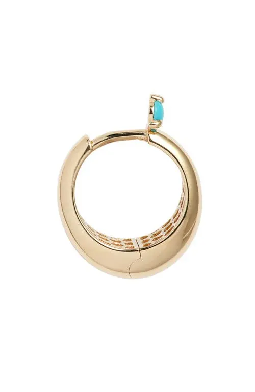 Zoe Chicco 14k Gold Turquoise Dome Hoop Earrings
