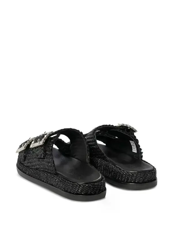 ALIBI Double-buckle Flat Sandals - Black
