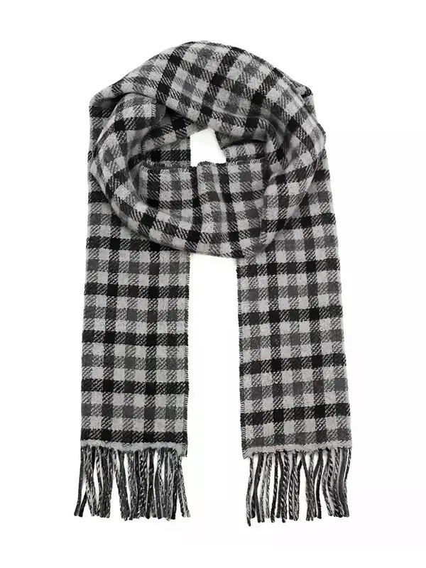 Marc O'polo Checked Fringed Scarf - Grey