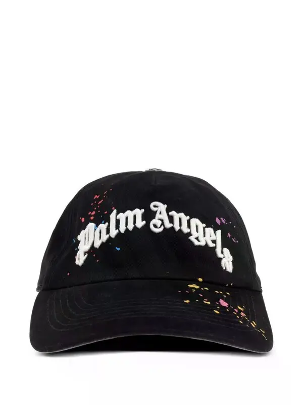 Palm Angels Paint-splatter Logo-embroidered Cap - Black