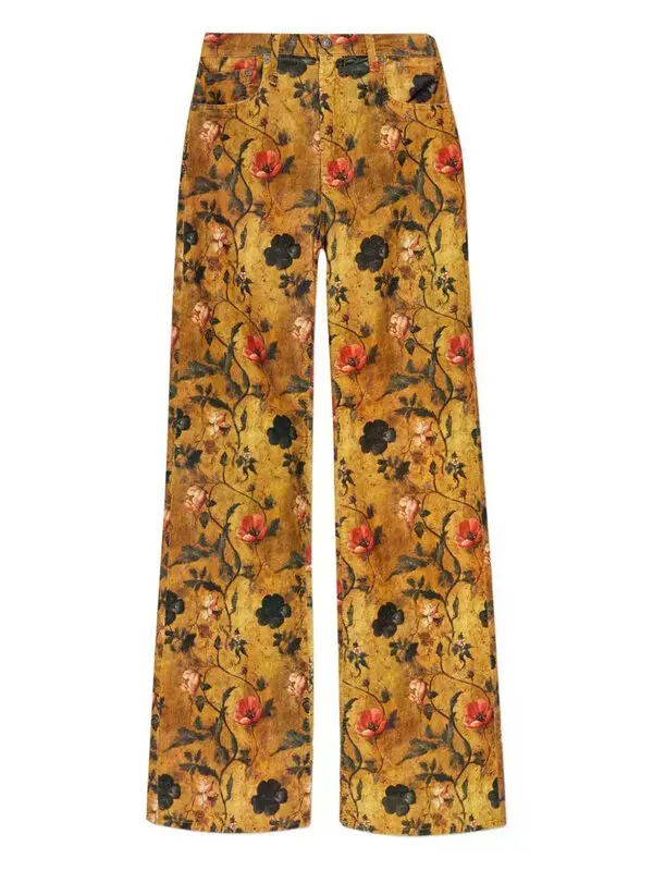 R13 Floral-print Straight-leg Jeans