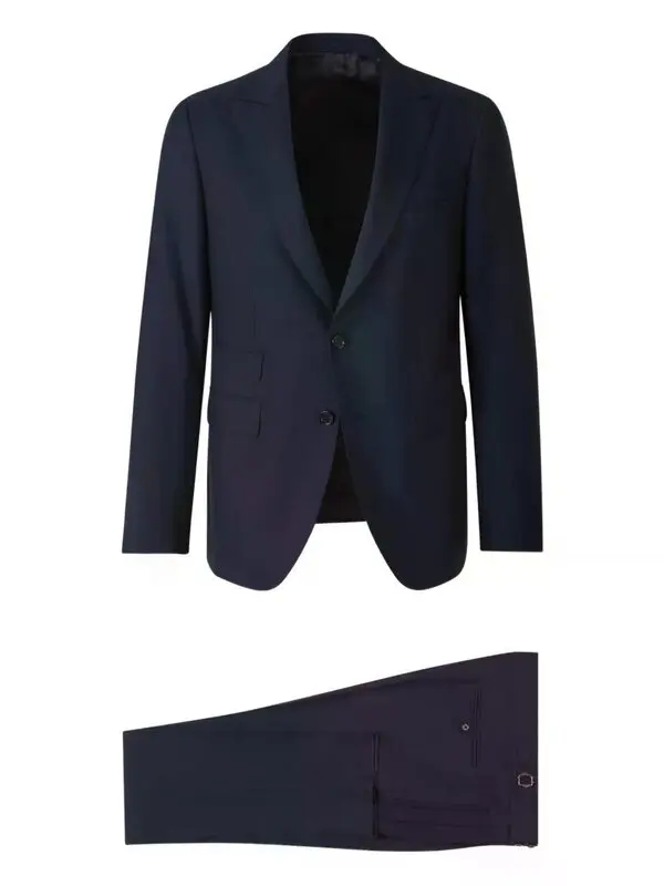 Scabal Two-button Flap-pocket Suit - Blue