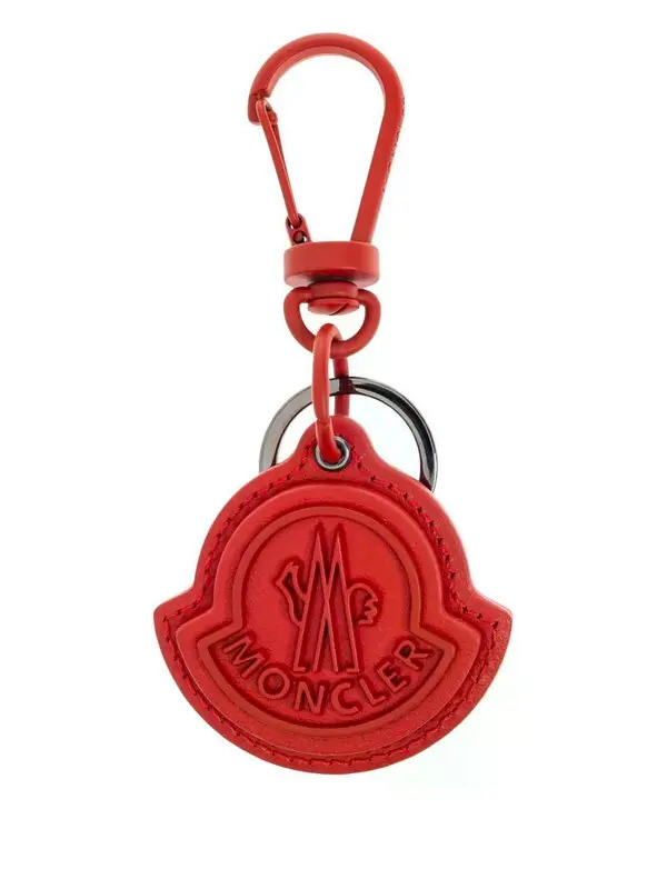 Moncler Logo-embossed Leather Keyring - Red