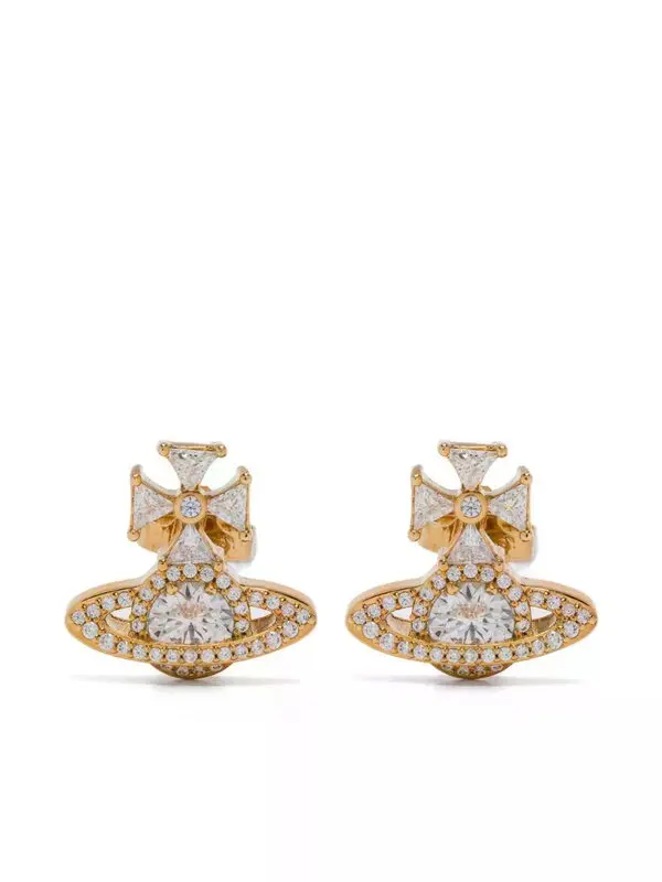 VIVIENNE WESTWOOD Orb Cross Cubic Zirconia Earrings - Gold
