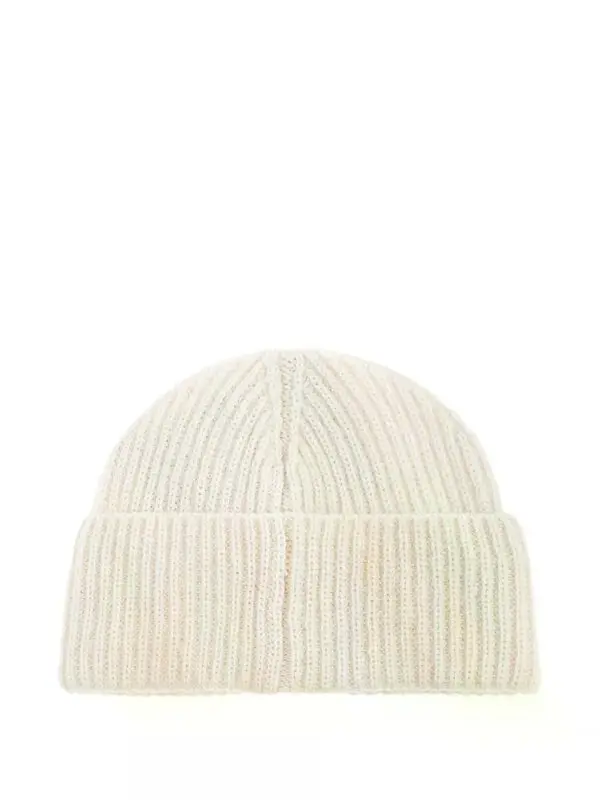 Moncler Ribbed Logo-patch Beanie - White