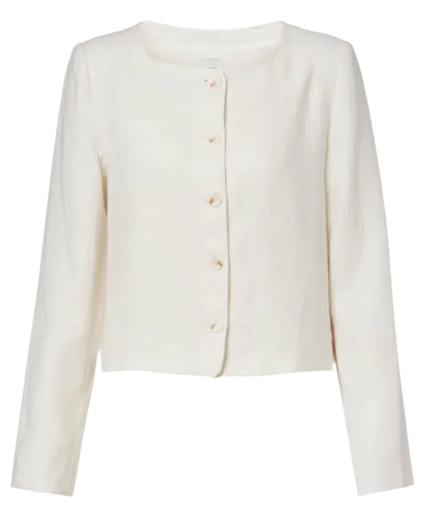 Posse Emma Cropped Linen Jacket - White