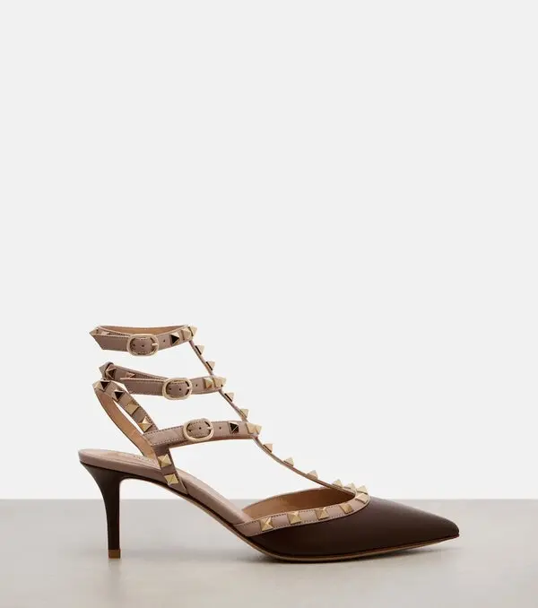 Valentino Garavani Rockstud 65 Leather Pumps - Brown