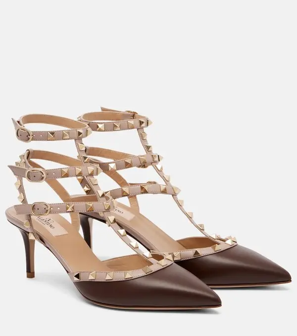 Valentino Garavani Rockstud 65 Leather Pumps - Brown
