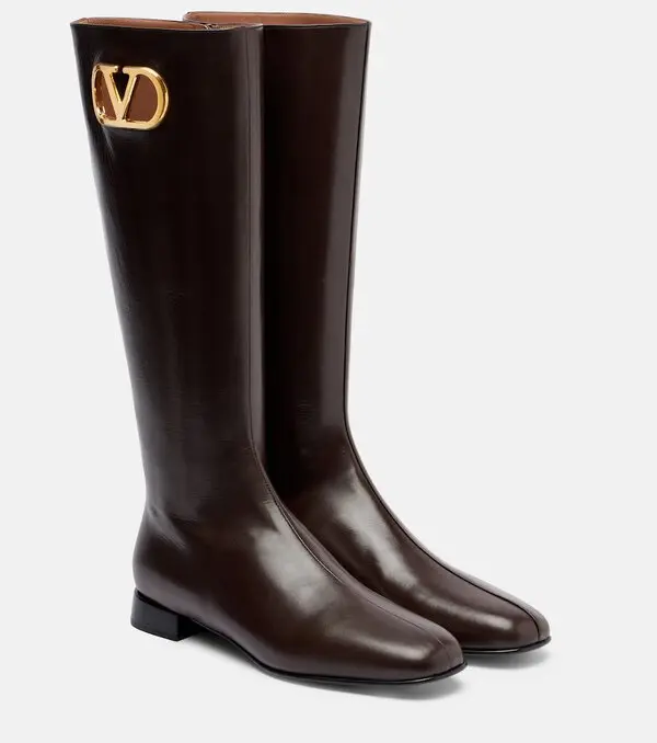 Valentino Garavani Vlogo Signature Leather Boots - Brown