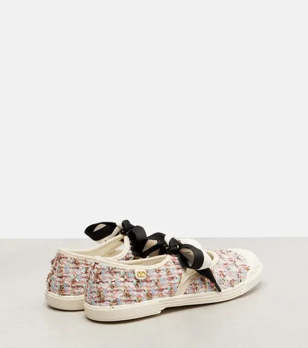 Valentino Garavani Bay Bay Checked Tweed Sneakers