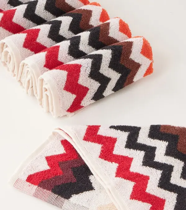 Missoni Zigzag Set Of 6 Cotton Face Towels - Multicoloured
