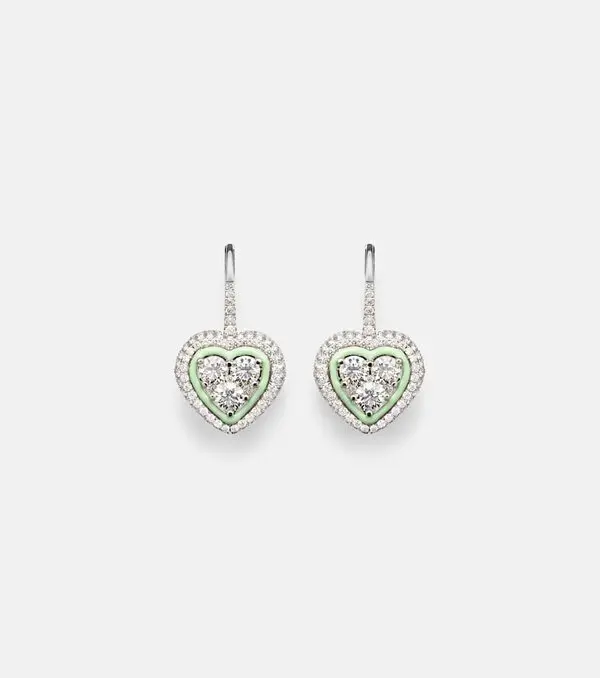 KAMYEN 18kt White Gold Earrings With Enamel And Diamonds - Silver