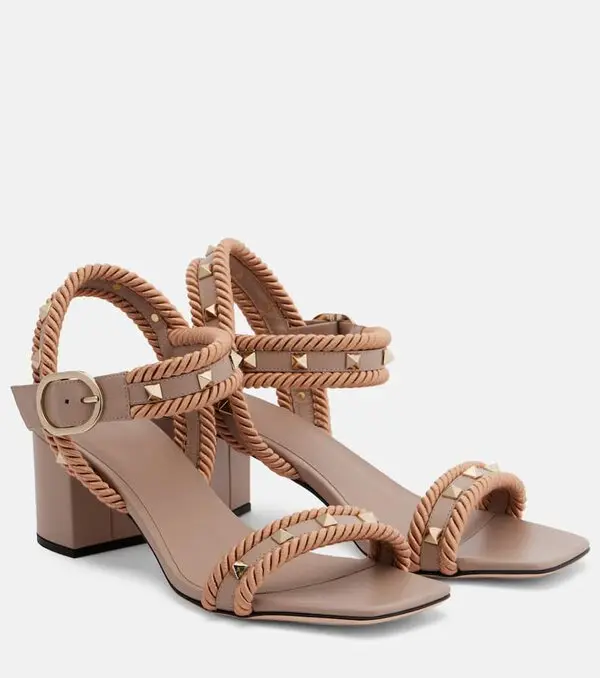 Valentino Garavani Rockstud Torchon 60 Leather Sandals - Gold