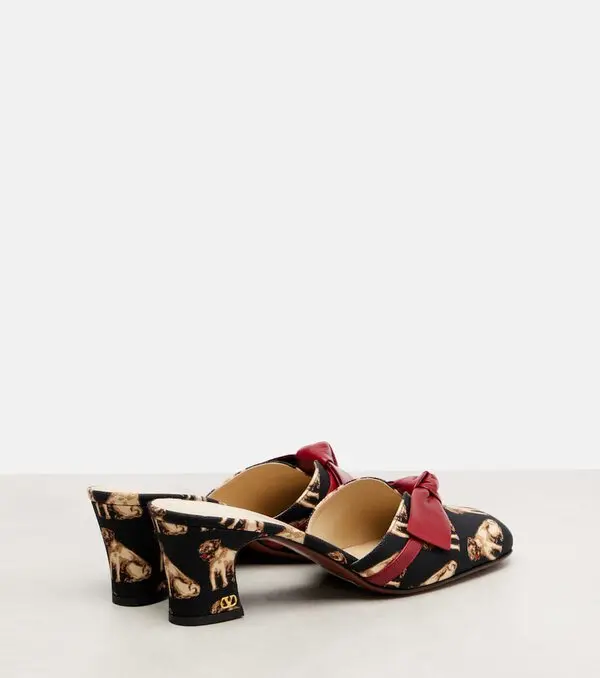 Valentino Garavani Knotty 60 Printed Leather Mules - Black