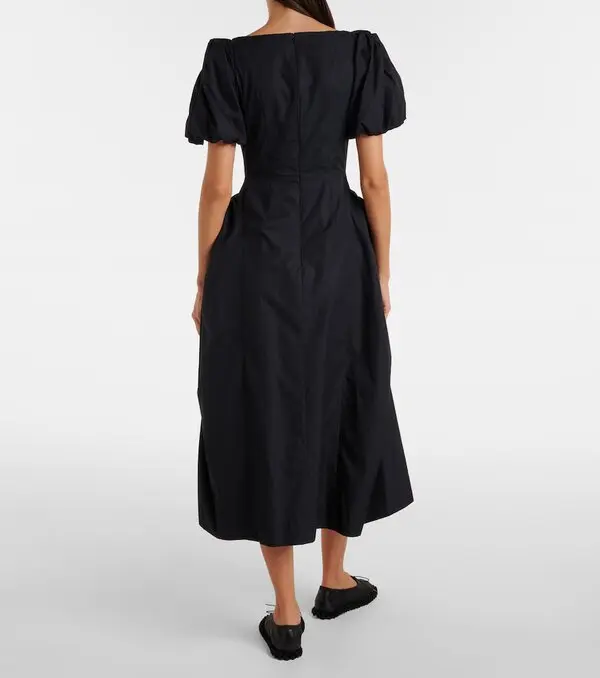 Simone Rocha Puff-sleeve Cotton Poplin Midi Dress - Black