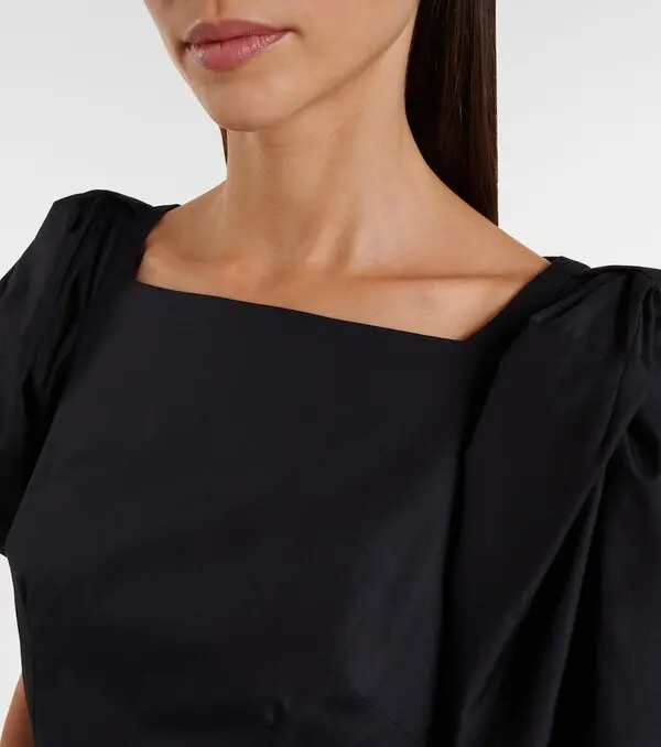 Simone Rocha Puff-sleeve Cotton Poplin Midi Dress - Black