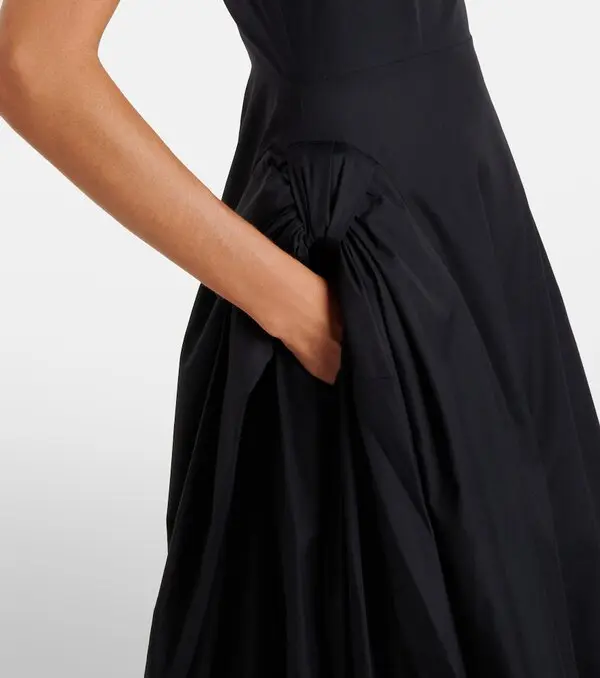Simone Rocha Puff-sleeve Cotton Poplin Midi Dress - Black