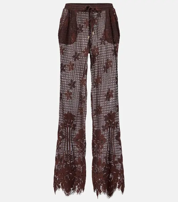 Melissa Odabash Etta Lace Wide-leg Pants - Brown