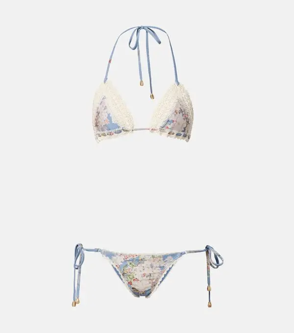 Zimmermann Cascadian Crochet Floral Bikini - Blue