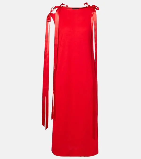 Simone Rocha Bow-detail Jersey Midi Dress - Red