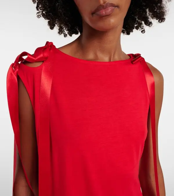 Simone Rocha Bow-detail Jersey Midi Dress - Red