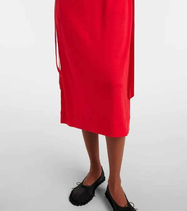 Simone Rocha Bow-detail Jersey Midi Dress - Red