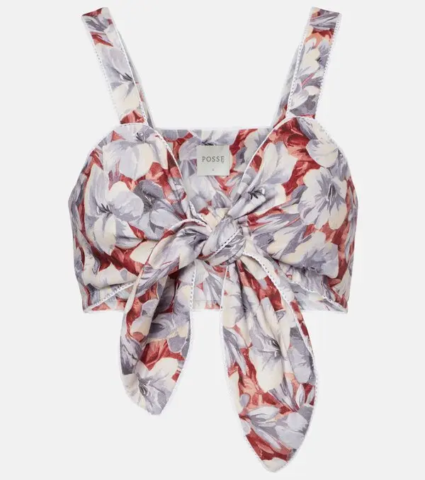 Posse Luna Floral Linen Crop Top - Multicoloured