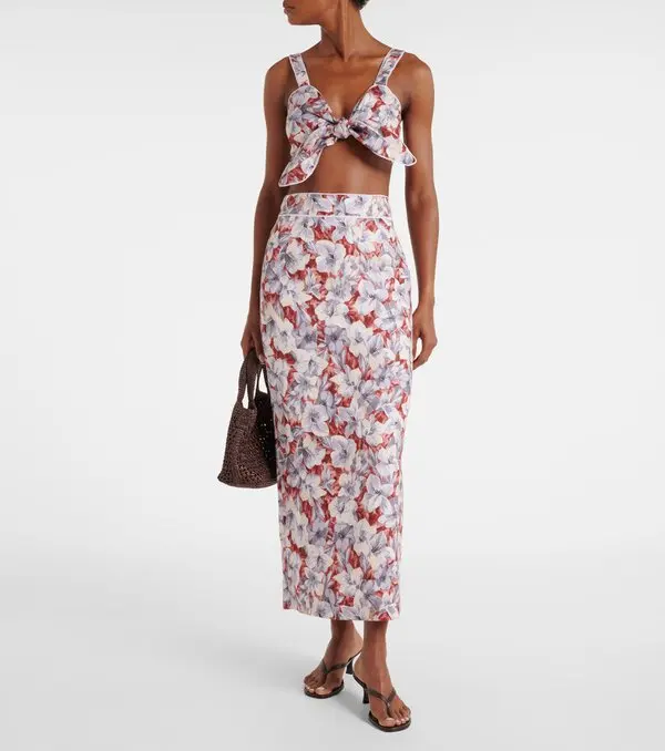 Posse Luna Floral Linen Crop Top - Multicoloured
