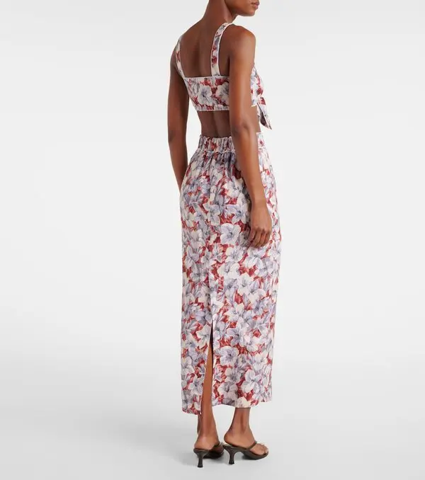 Posse Luna Floral Linen Crop Top - Multicoloured