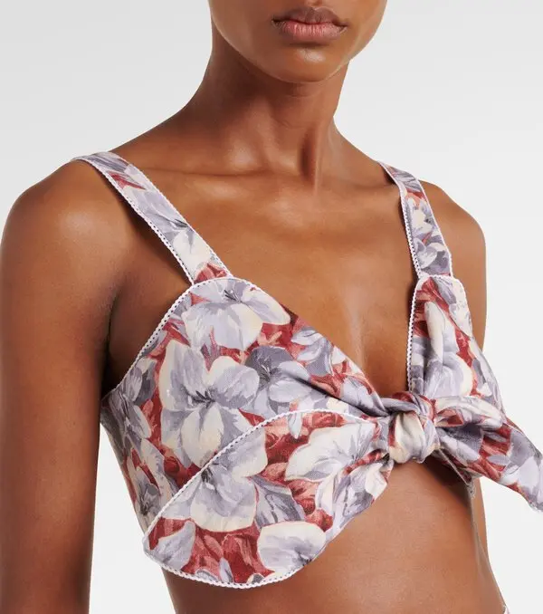 Posse Luna Floral Linen Crop Top - Multicoloured