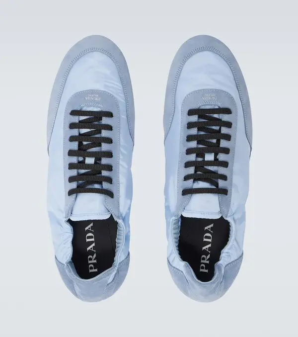 Prada Re-nylon And Suede Sneakers - Blue