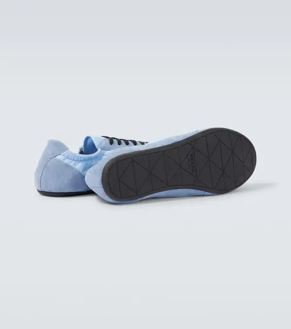 Prada Re-nylon And Suede Sneakers - Blue