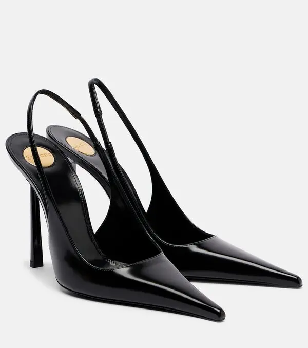 Saint Laurent Vendome 110 Leather Slingback Pumps - Black
