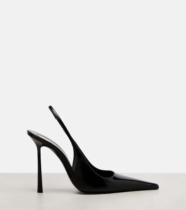 Saint Laurent Vendome 110 Leather Slingback Pumps - Black