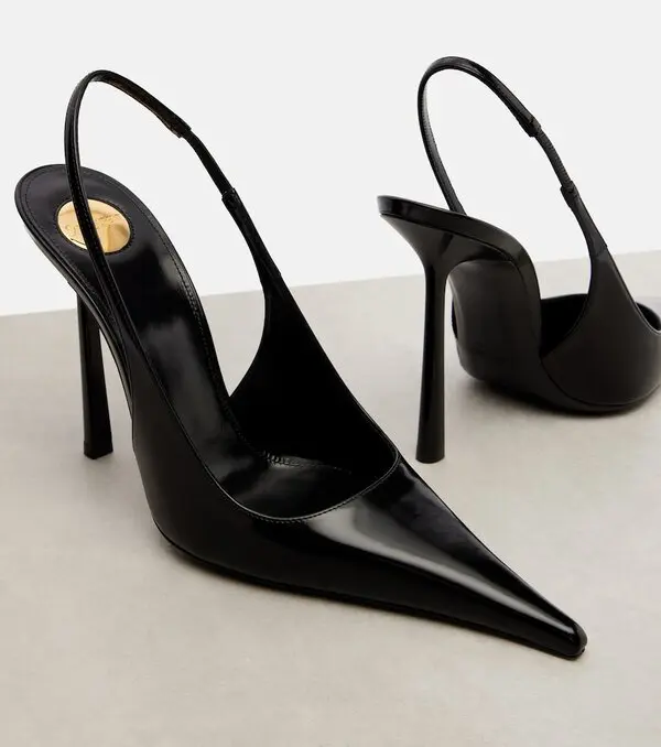 Saint Laurent Vendome 110 Leather Slingback Pumps - Black