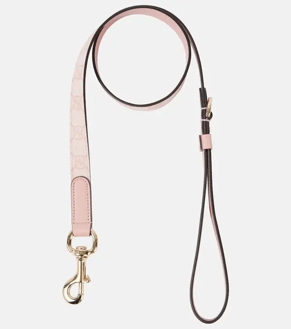 Gucci Gg Leather-trimmed Dog Leash - Pink