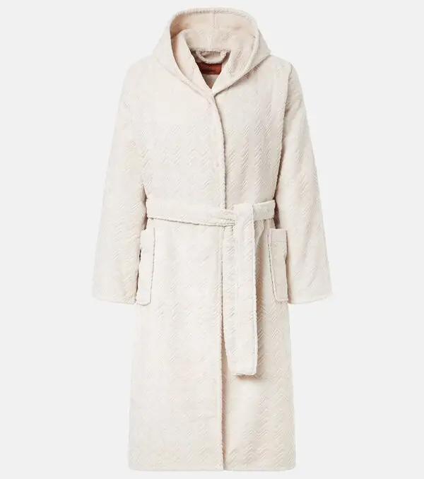 Missoni Chalk Zigzag Cotton Terry Bathrobe - Beige