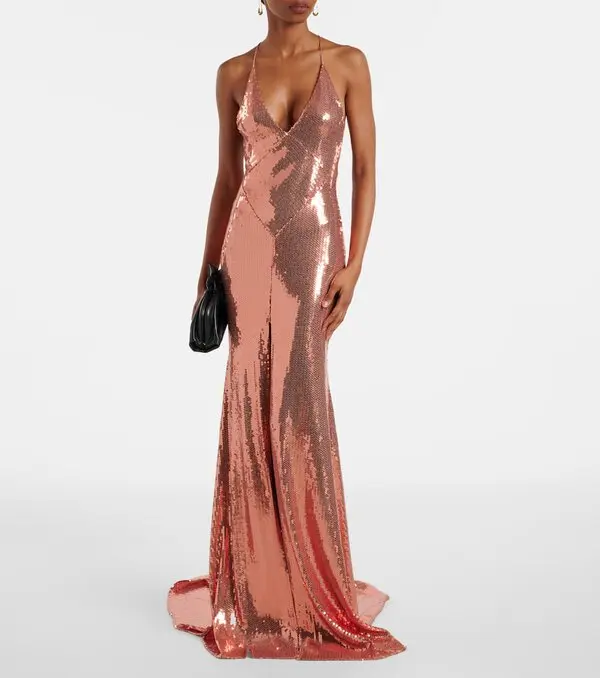 Alex Perry Open-back Sequined Gown