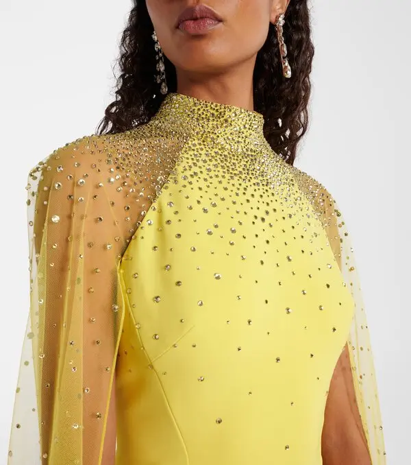 Jenny Packham Limelight Caped Embellished Gown