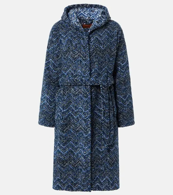 Missoni Azul Zigzag Cotton Terry Bathrobe - Blue