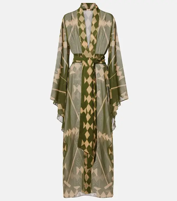 Johanna Ortiz Printed Georgette Beach Cover-up - Green