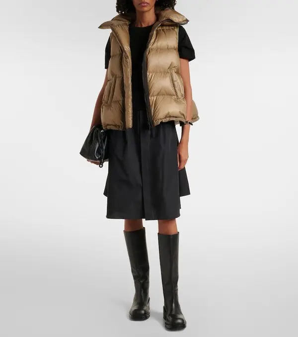 Sacai Asymmetric Quilted Down Vest - Beige