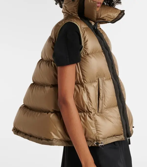 Sacai Asymmetric Quilted Down Vest - Beige