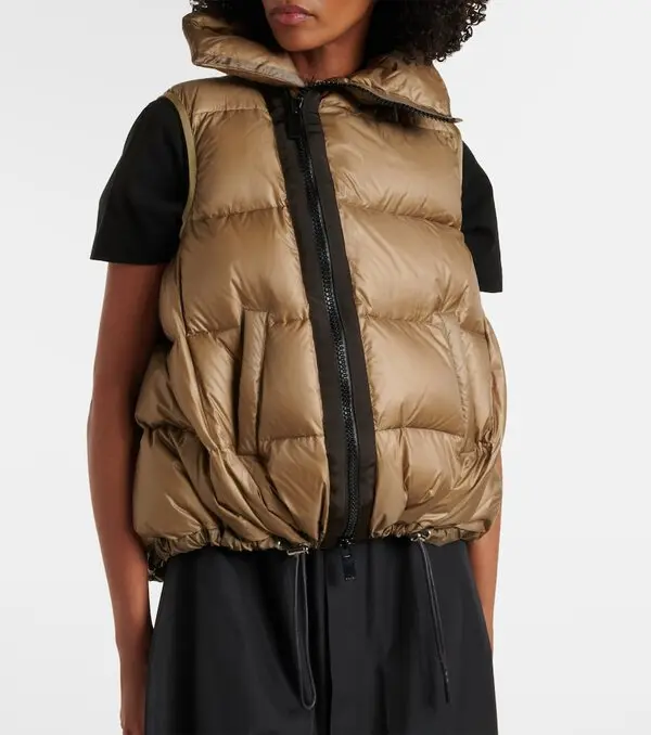 Sacai Asymmetric Quilted Down Vest - Beige