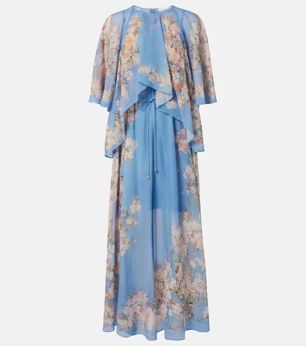 Zimmermann Cascadian Cotton And Silk Georgette Maxi Dress - Blue